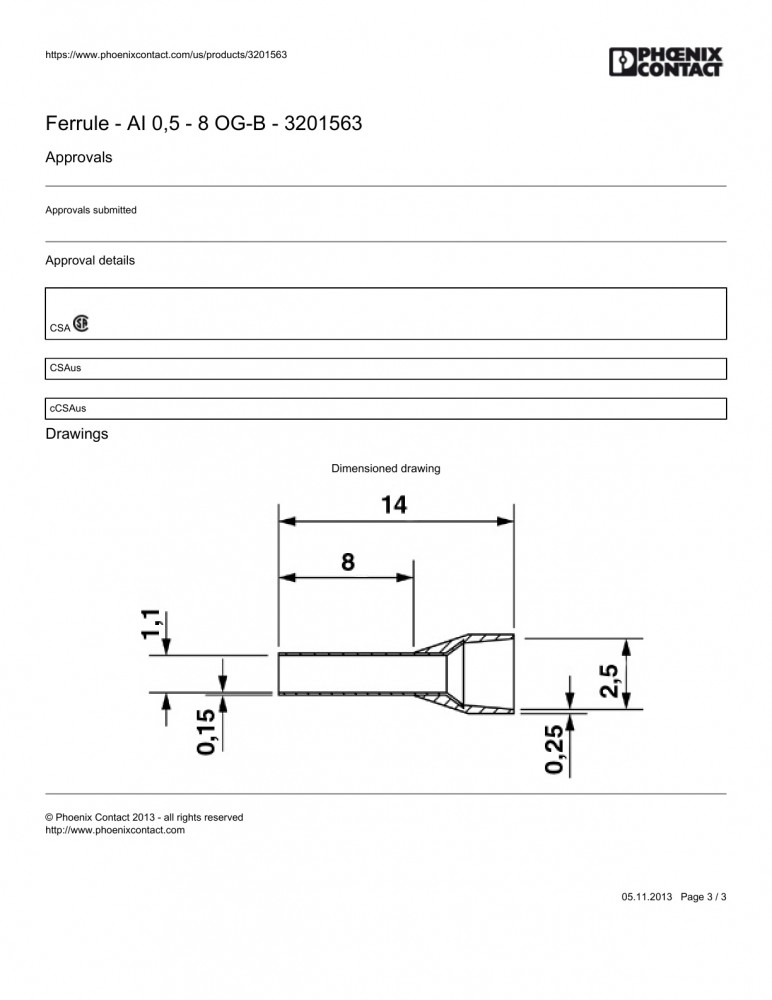 Phoenix Contact 3201563 dimensioned drawing and approvals