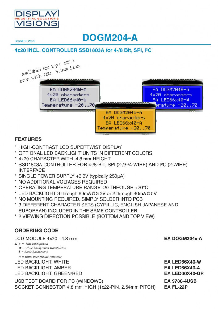 EA LED66X40-W technical document page 1