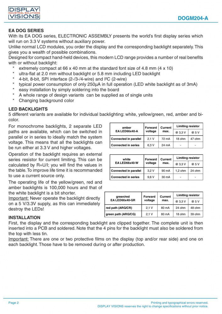 EA LED66X40-W technical document page 2