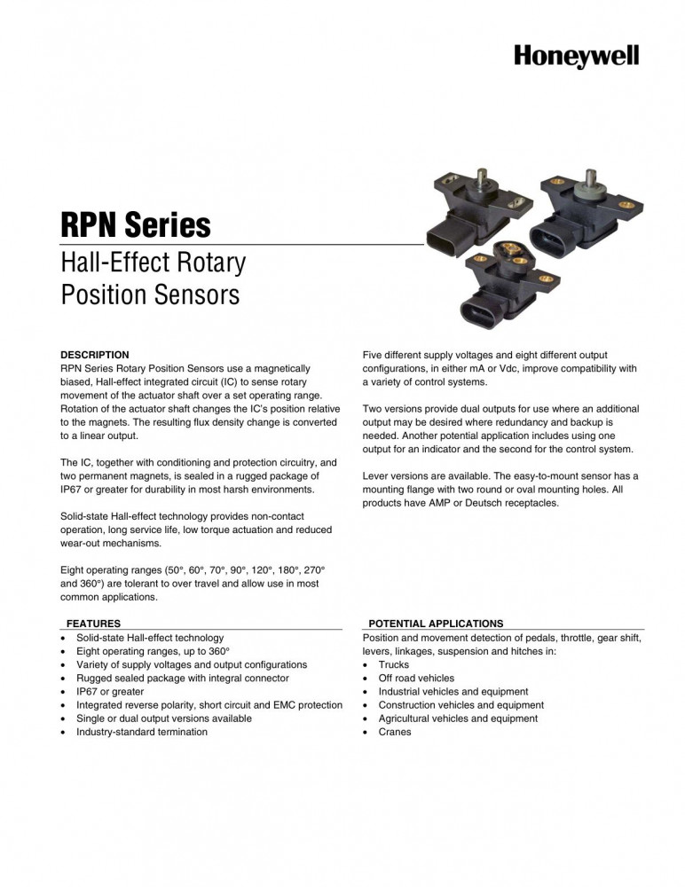Honeywell RPN Series document page 1