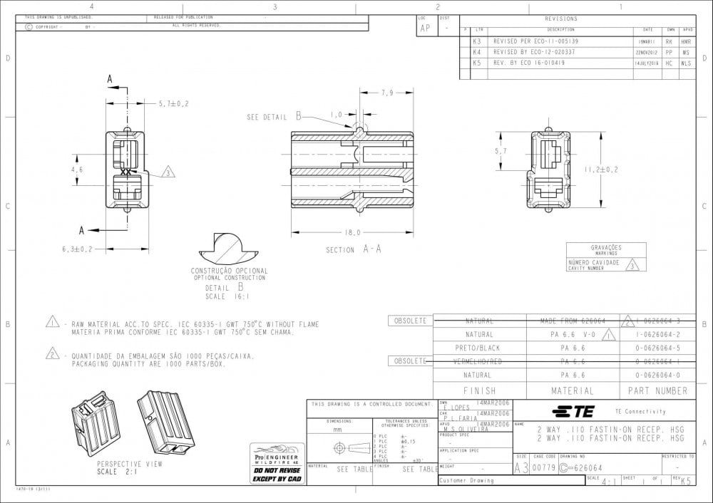 TE Connectivity 626064 technical drawing preview
