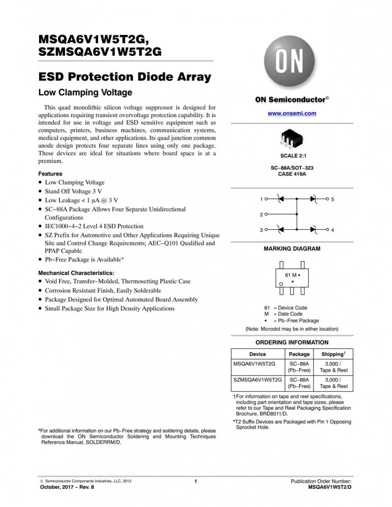 MSQA6V1W5T2G datasheet page 1