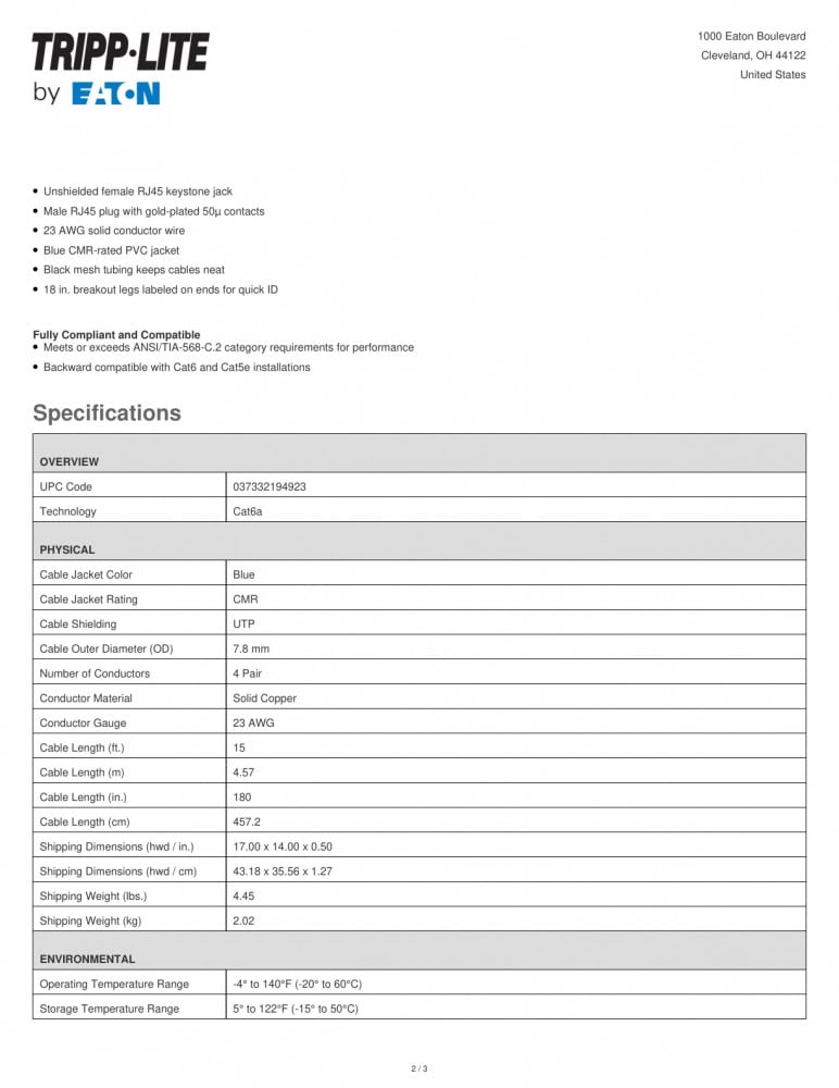 N261-015-6MF-BL technical document page 2