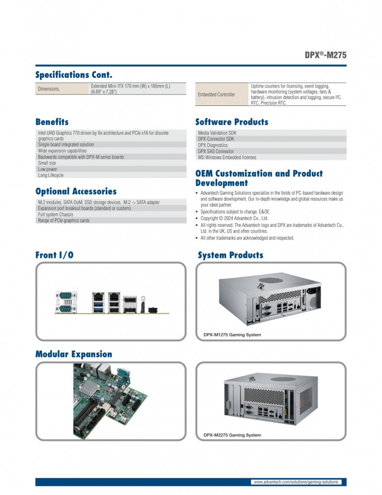 DPX-M275 product documentation page 2