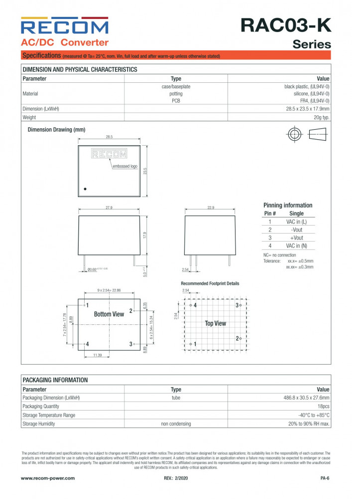 RAC03-K technical document page 6