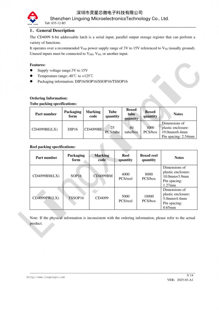 CD4099BE datasheet page 3