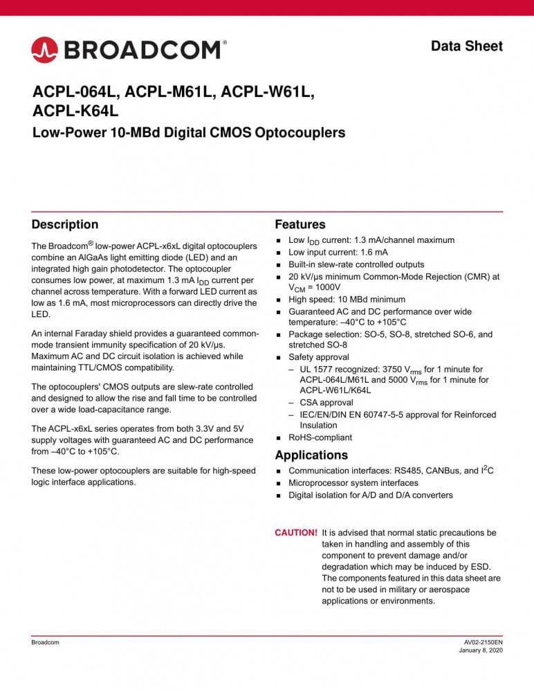 ACPL-M61L datasheet page 1