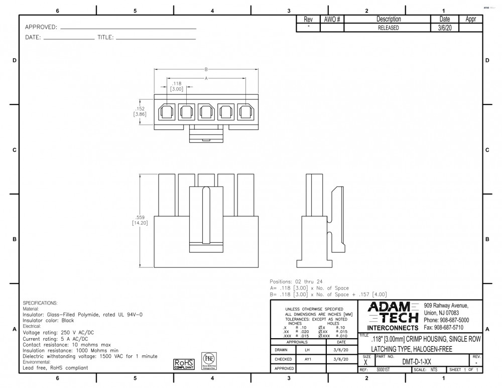 ADAM TECH DMT-D-1-02 technical drawing