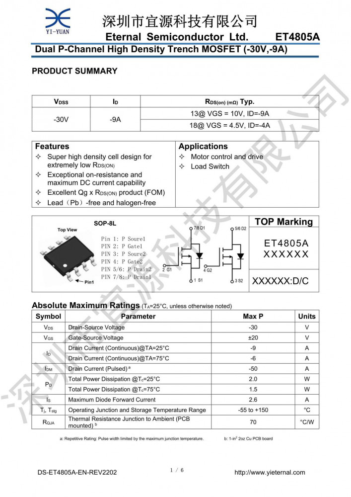 ET4805A datasheet page 1