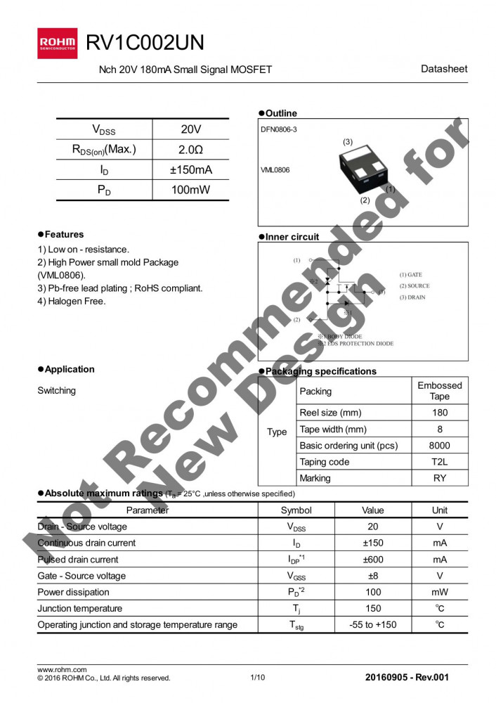 RV1C002UNT2CL datasheet page 1