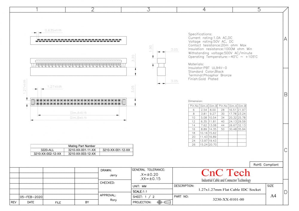 CNC Tech 3230 series technical drawing
