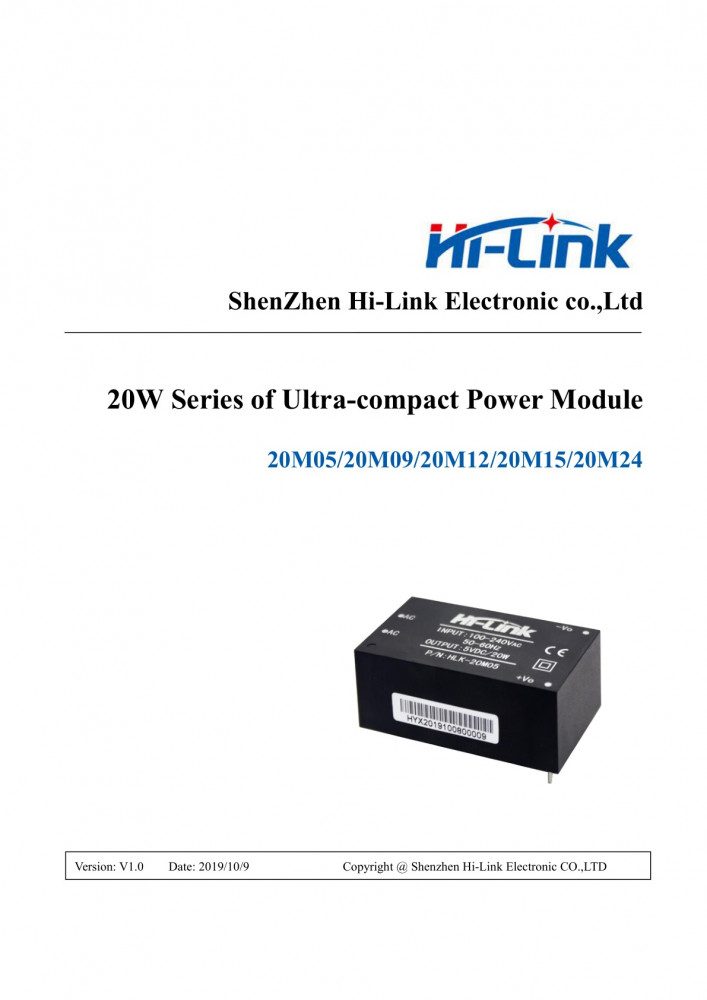 HLK-20M15 datasheet page 1