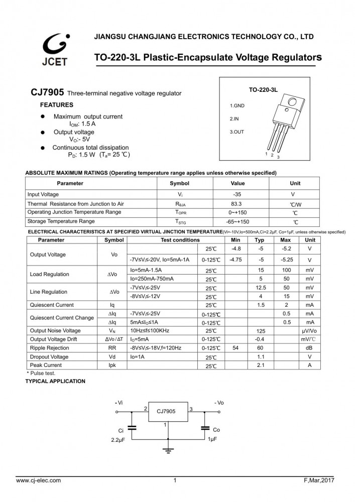 CJ7905 datasheet page 1