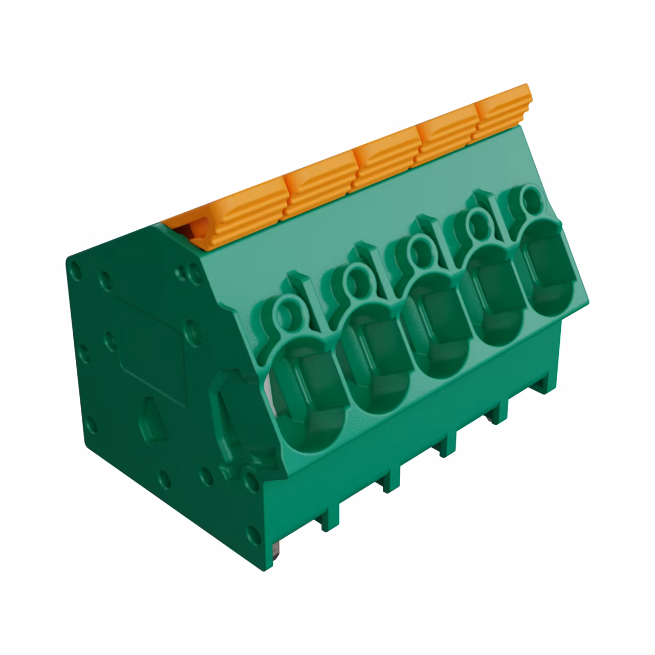 7.50mm Pitch Lever Activated Fixed Mount PCB Terminal Block, 35° Wire Entry, Left Front Terminal, 5 Circuits for sale