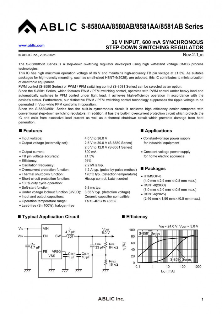 S-8580AB-A6T8U7 datasheet page 1