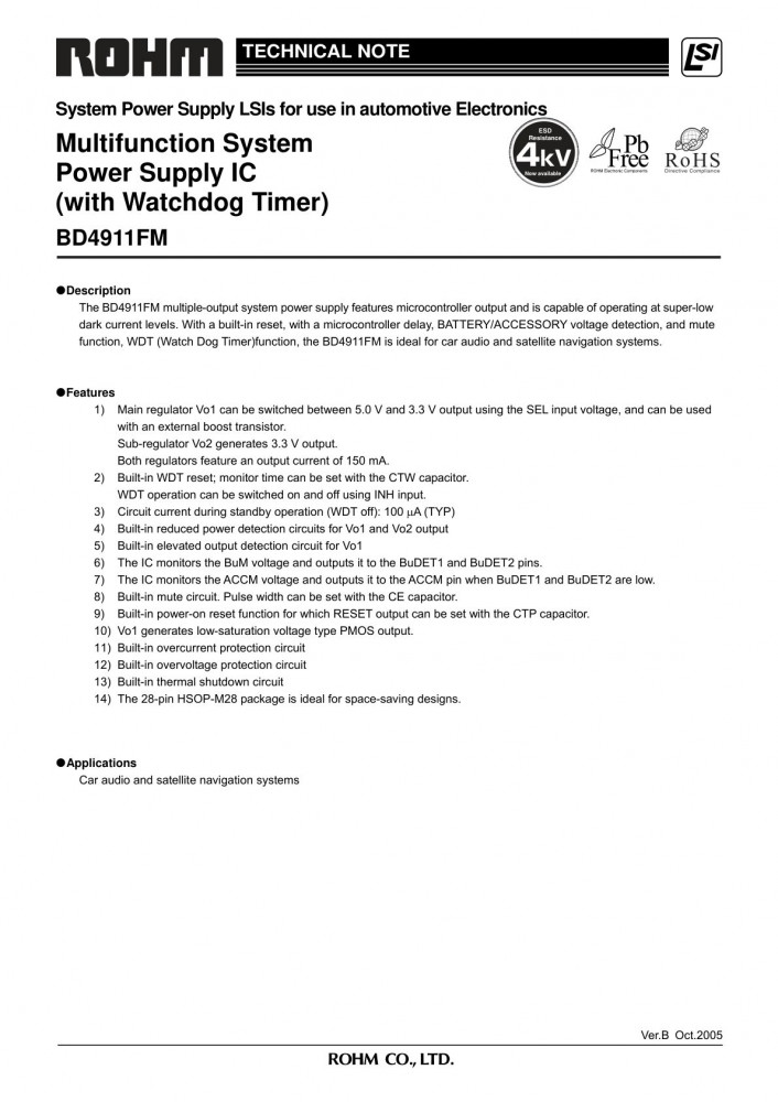 BD4911FM-E2 datasheet page 1