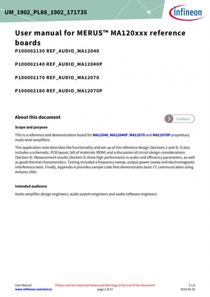 Infineon MA120xxx reference board manual page 1