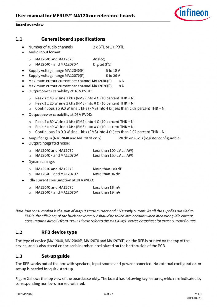 Infineon MA120xxx reference board manual page 4