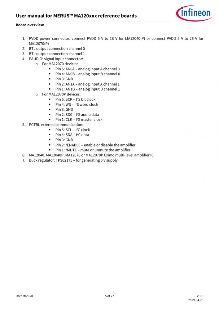 Infineon MA120xxx reference board manual page 5