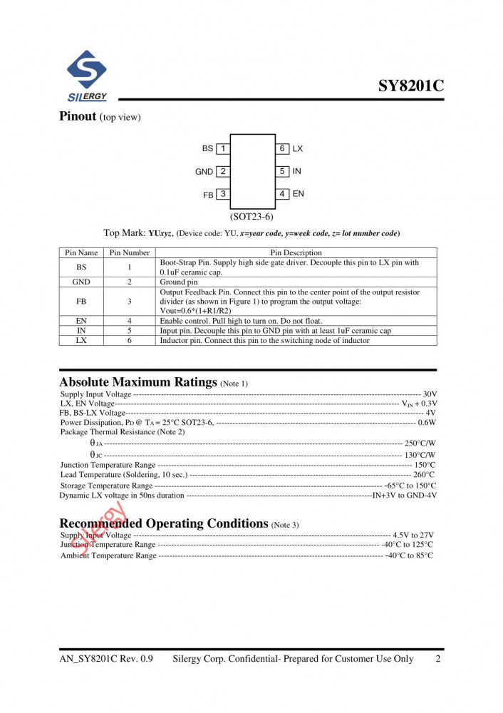 SY8201CABC datasheet page 2
