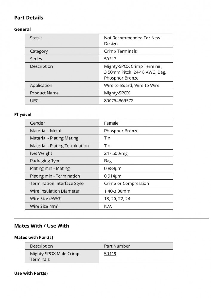 Molex 502178100 product document, page 2