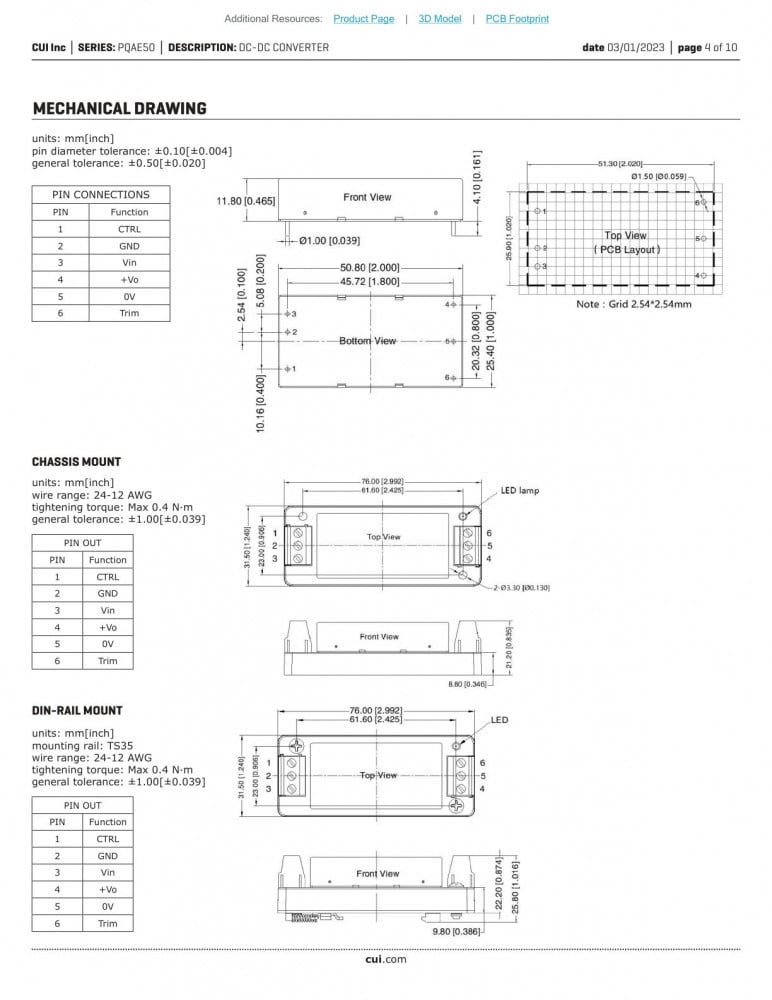 CUI PQAE50 datasheet page 4