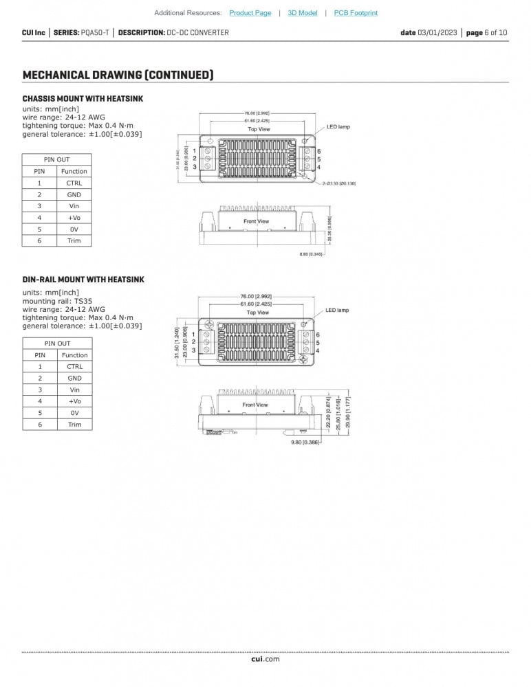 CUI PQAE50 datasheet page 6