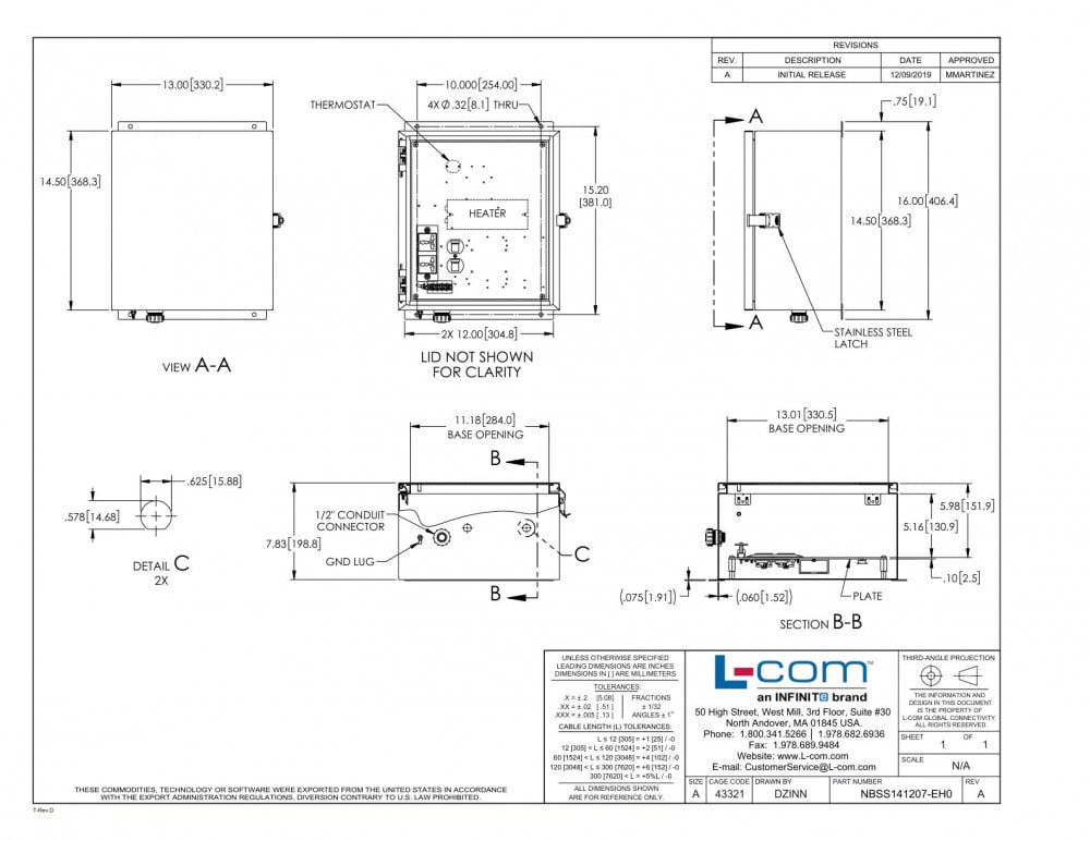 L-com NBSS141207-EH0 technical drawing