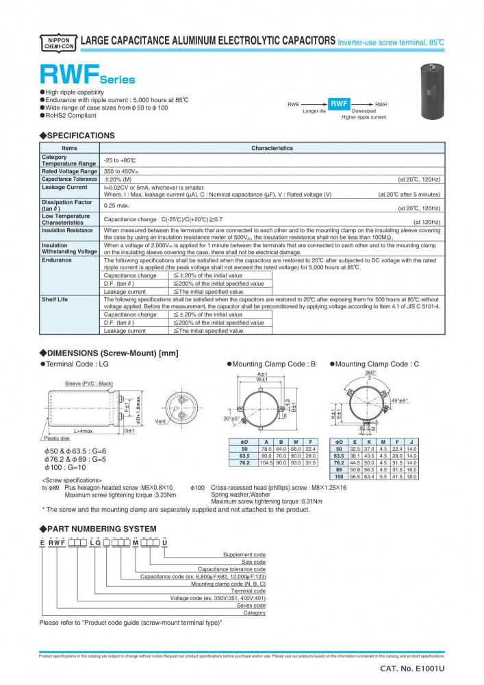 NCC RWF series technical document, page 1