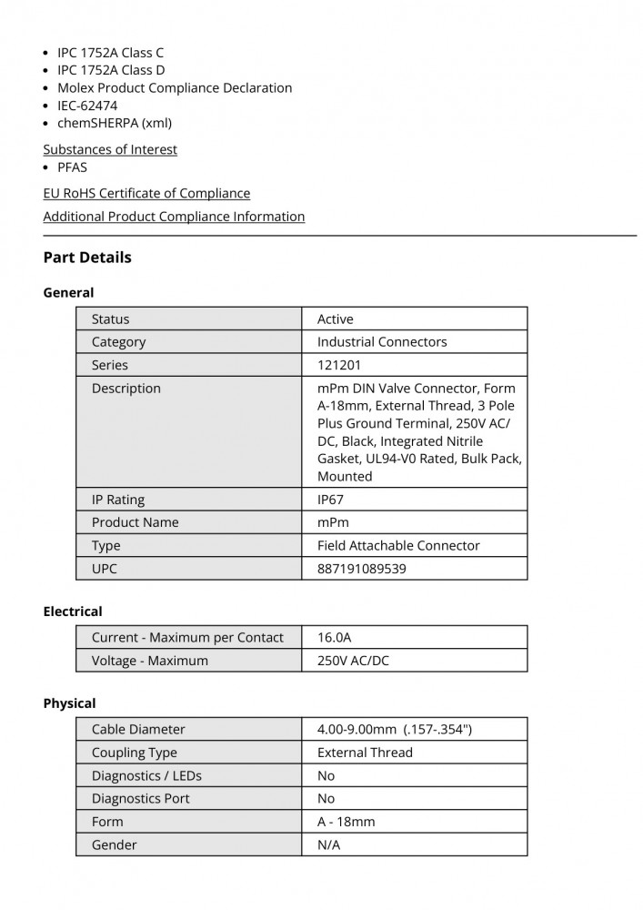 DIN valve connector specification preview, page 2