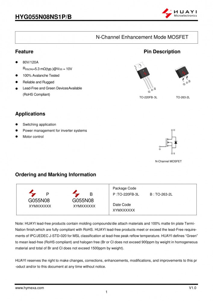 HYG055N08NS1P datasheet page 1