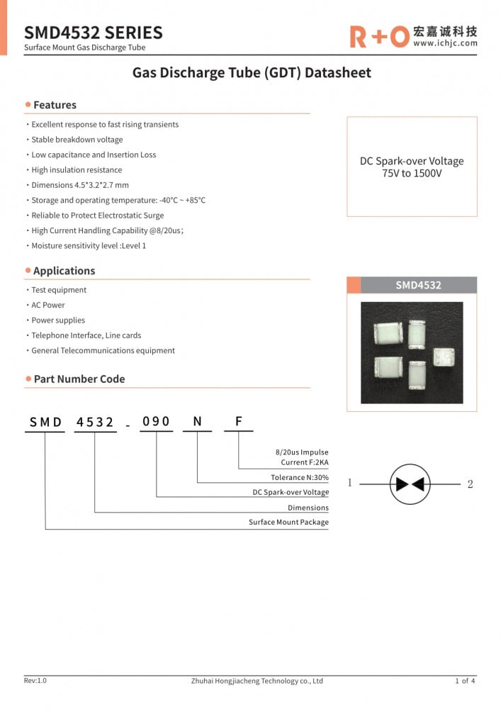 SMD4532 GDT datasheet page 1