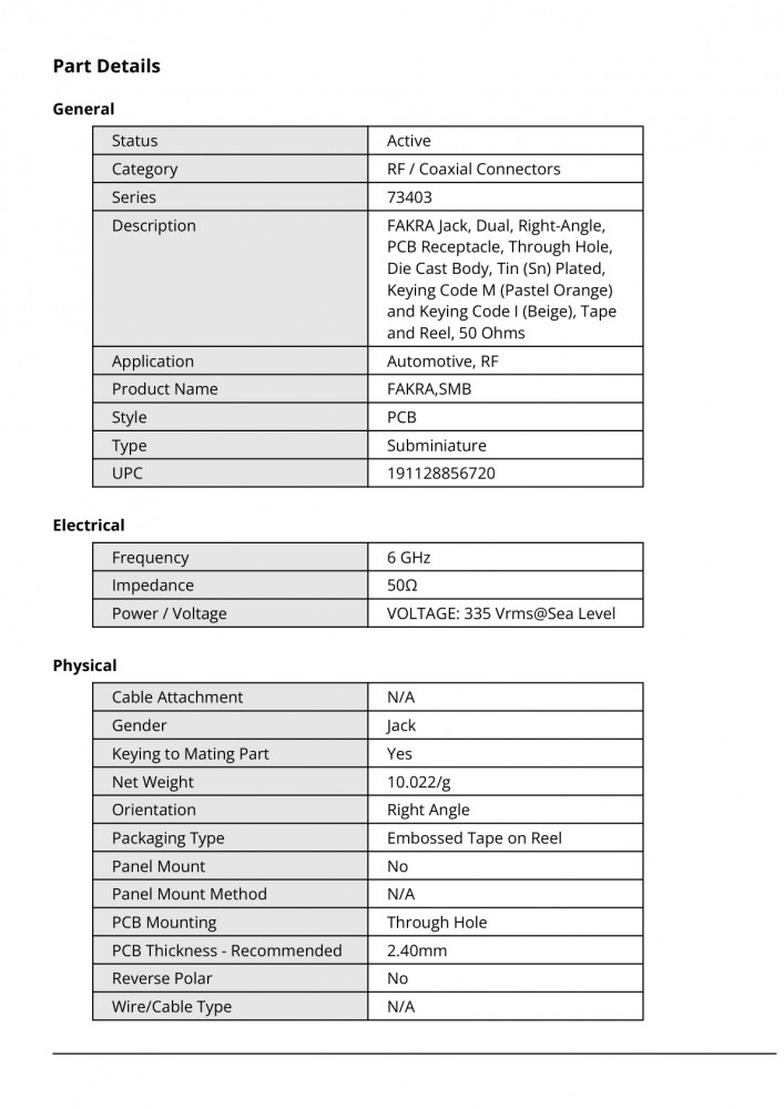 Technical document page 2 for MOLEX 734031361