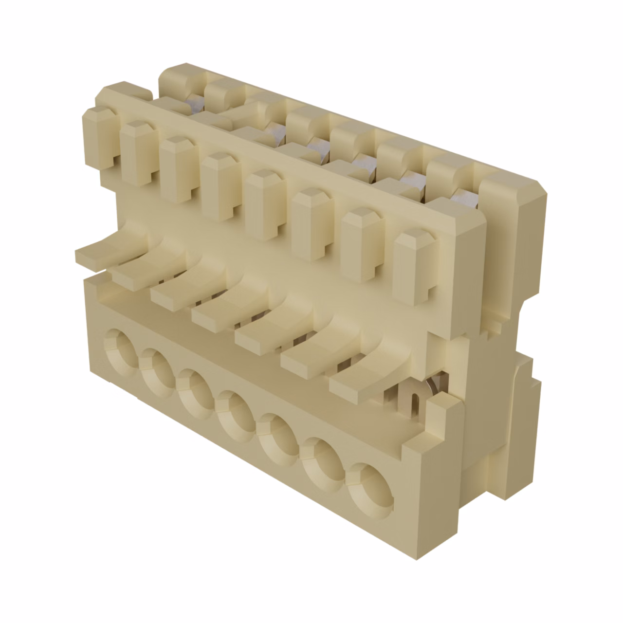 Appli-Mate RAST 2.5 IDT Connector, 2.50mm Pitch, Direct/Indirect, Female, Beaded Terminal, 7 Circuits, All Position Keys, Open Endwalls, Polarizing Rib Between 2/3 for sale