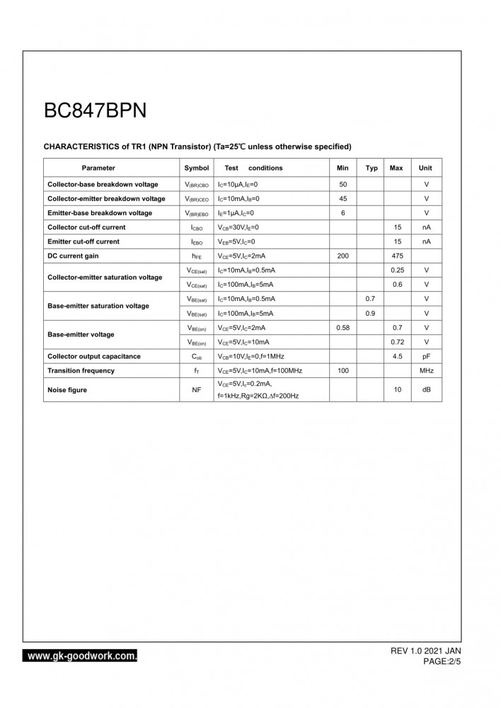 BC847BPN datasheet page 2