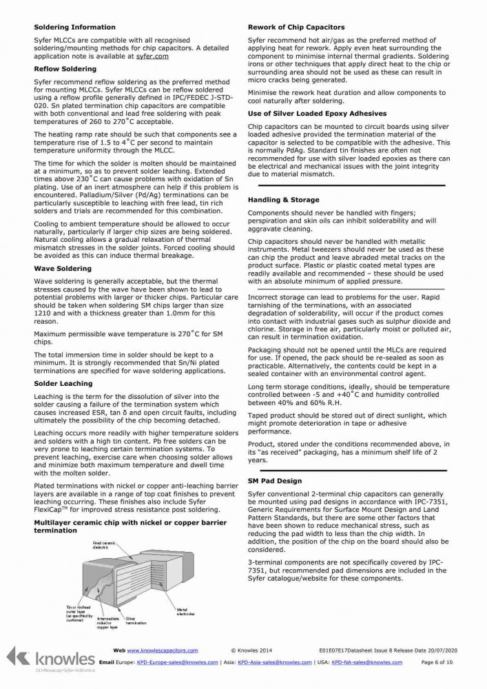 Knowles feedthrough capacitor technical document page 6