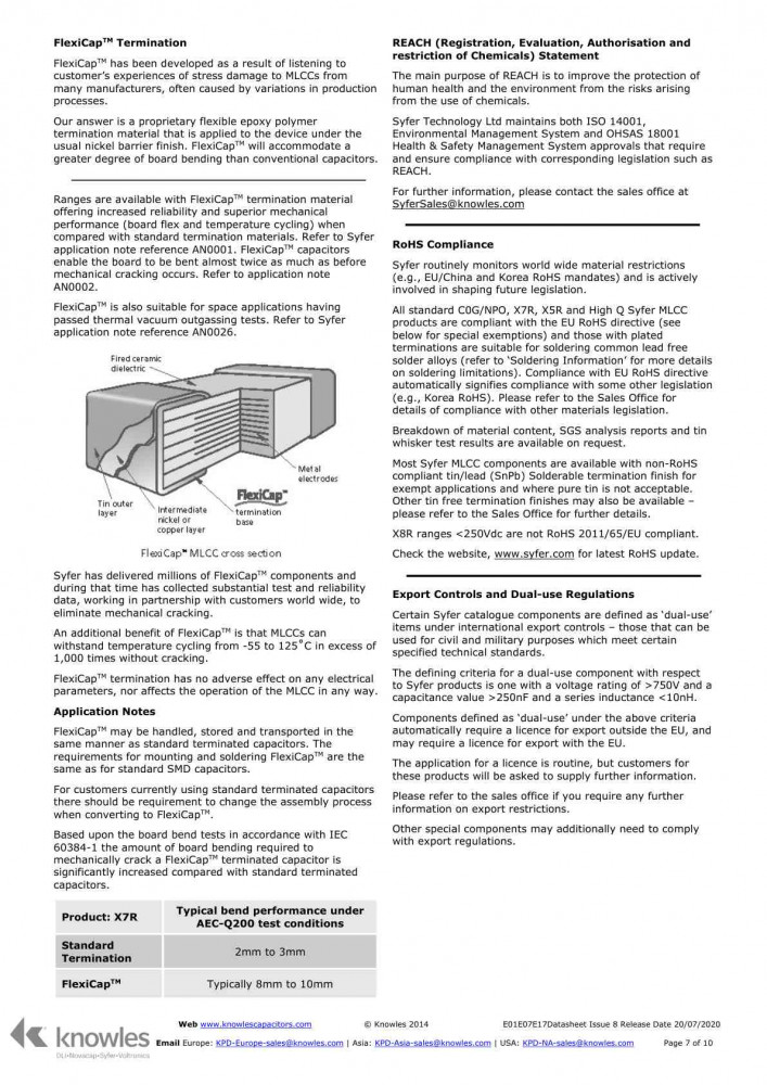 Knowles feedthrough capacitor technical document page 7