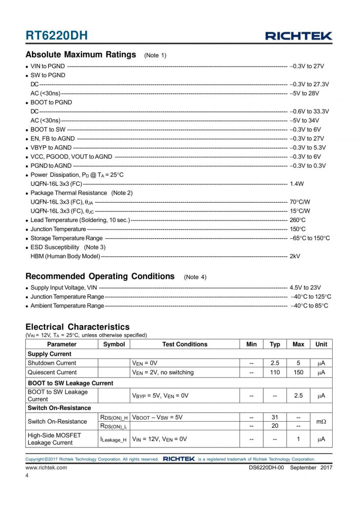 RT6220DHGQUF datasheet page 4