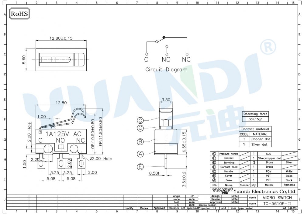 YUANDI TC-5610F-T technical document