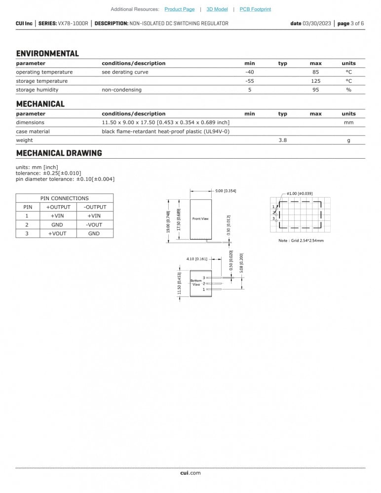 CUI VX7815-1000R datasheet page 3