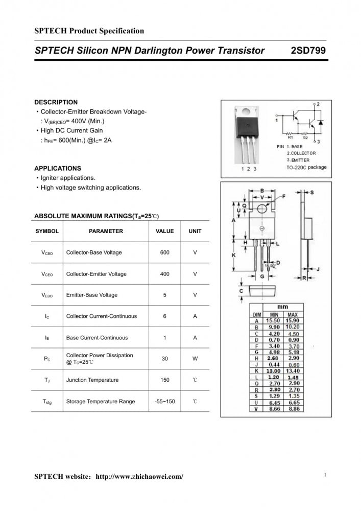 2SD799 datasheet page 1