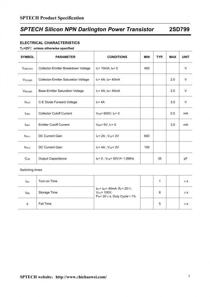 2SD799 datasheet page 2