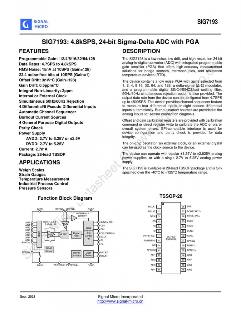 SIG7193 datasheet page 1