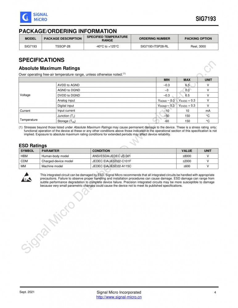 SIG7193 datasheet page 4