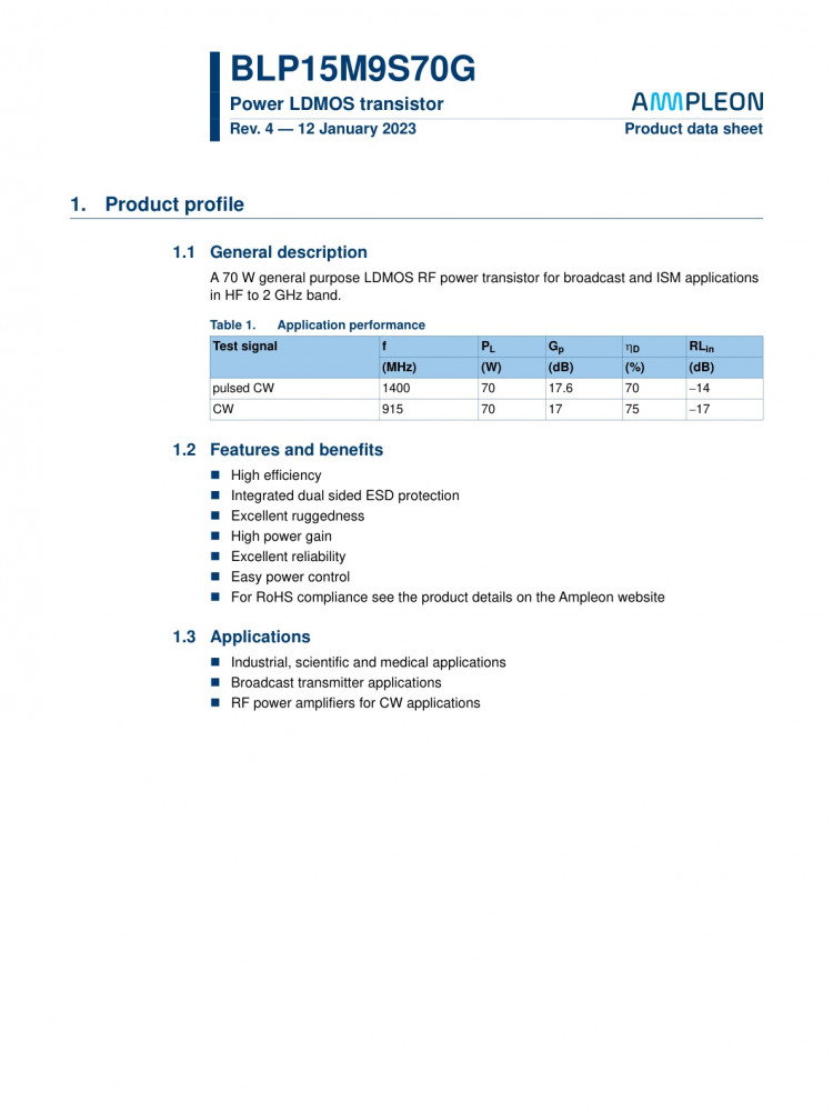 BLP15M9S70G technical document page 1