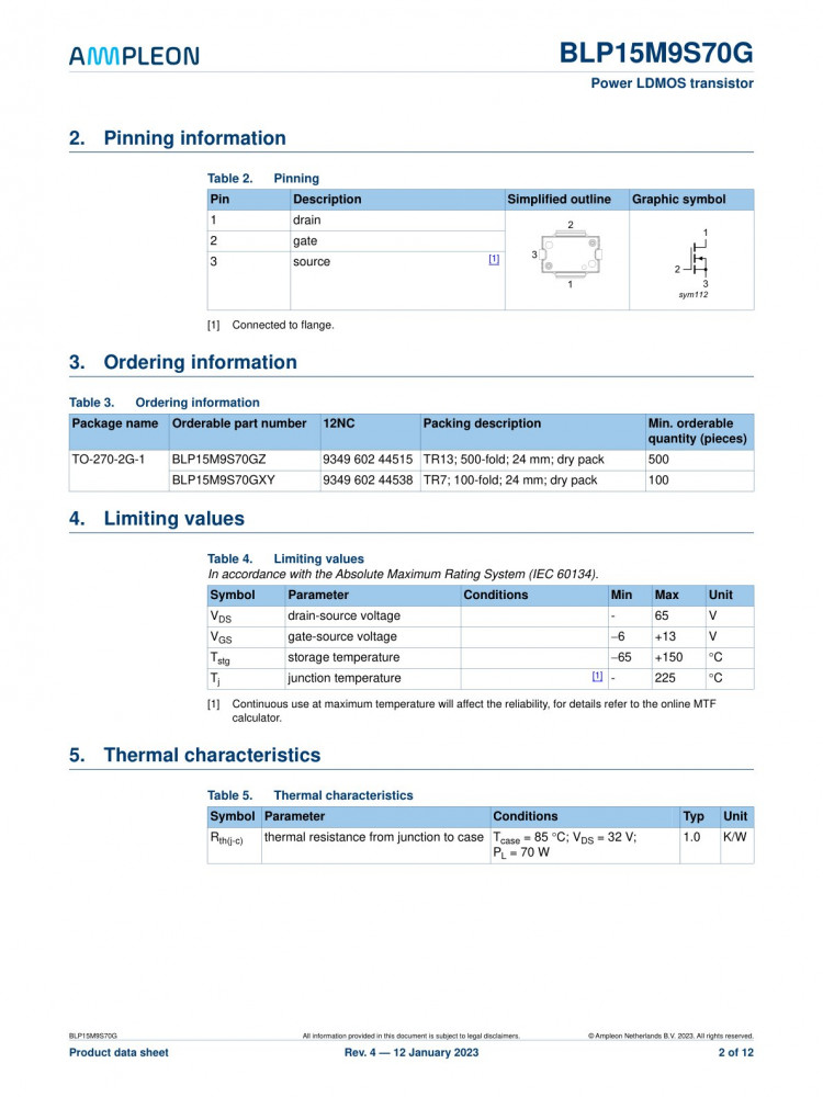 BLP15M9S70G technical document page 2
