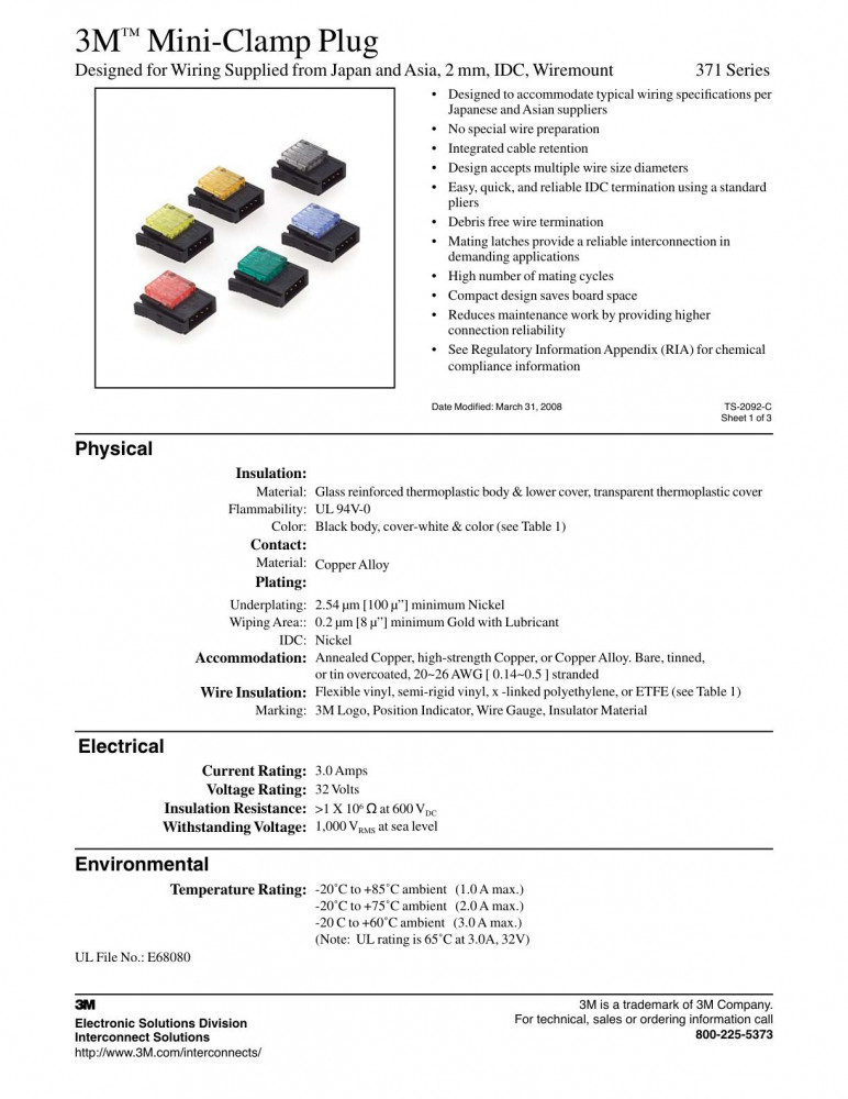 3M 37104-3101-000FL technical document page 1