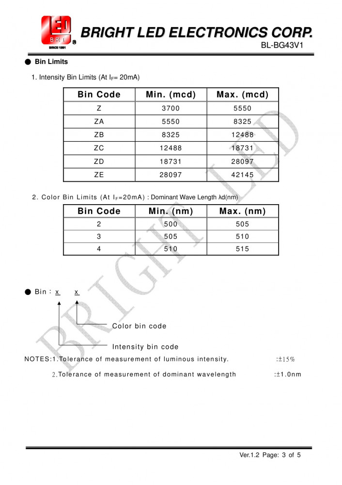 BL-BG43V1 datasheet page 3