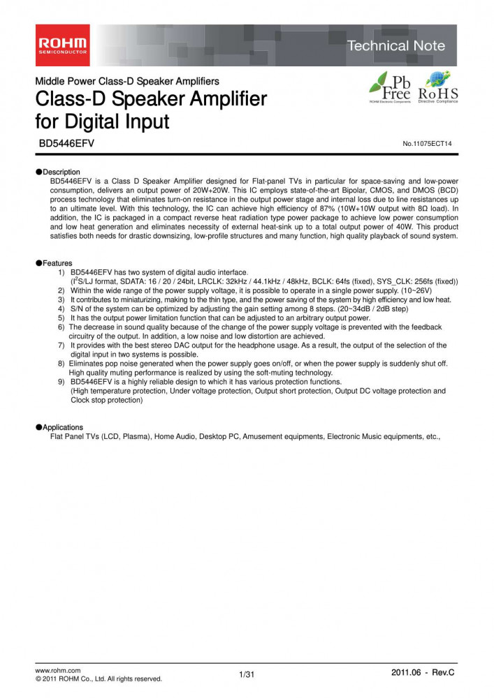 BD5446EFV-E2 datasheet page 1