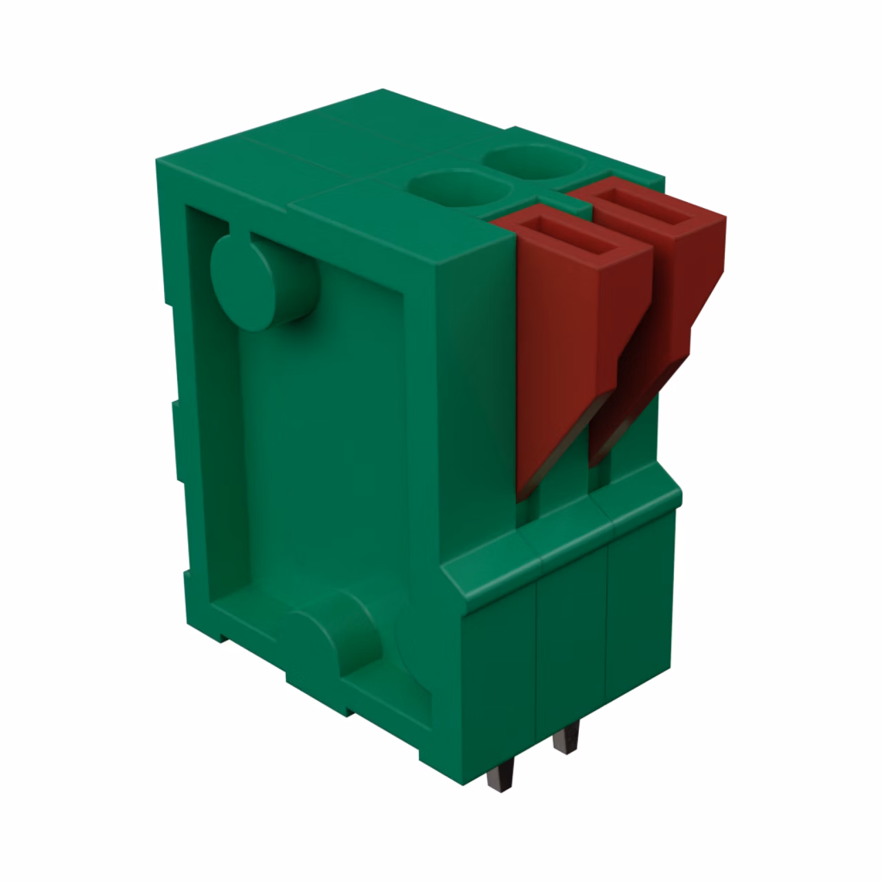 2.54mm Pitch, Eurostyle Fixed-Mount Push-Button Terminal Block, Vertical, 6A, 26-18 AWG, Green, 2 Circuits for sale